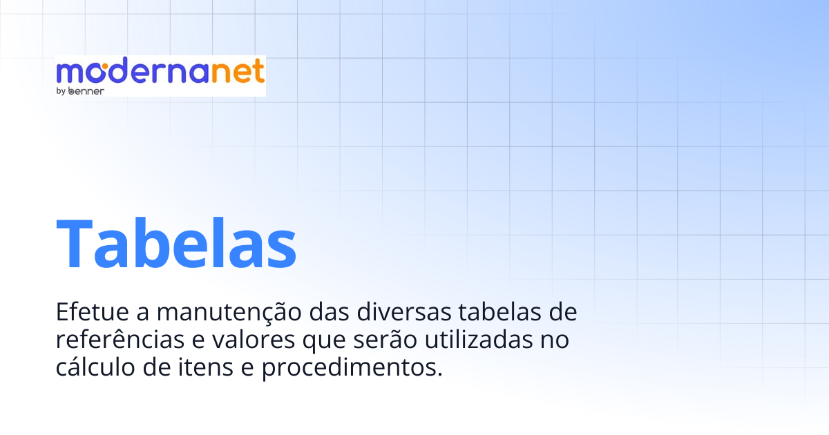 Tabelas | ModernaNet